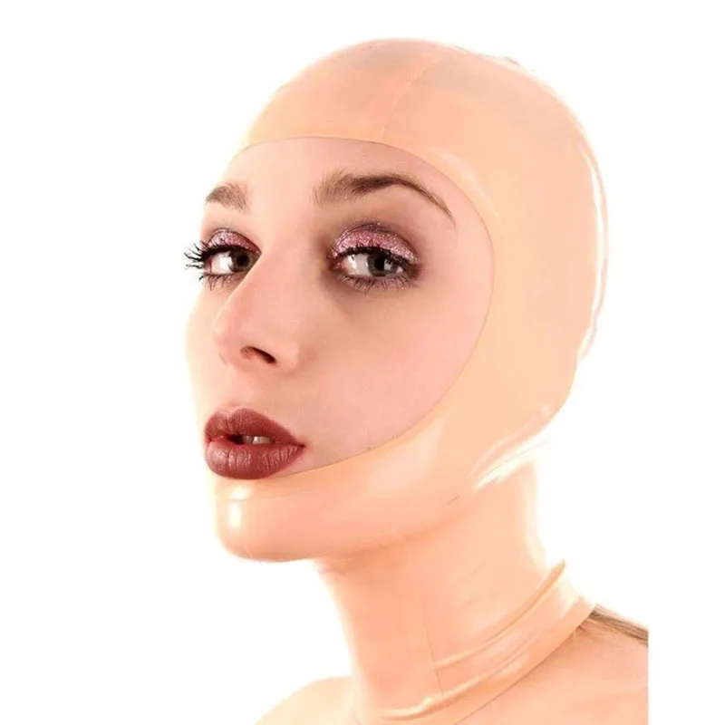 Latex Mask Open Face Mask Skin Color Rubber Hood Red Mask Cosplay Black ...