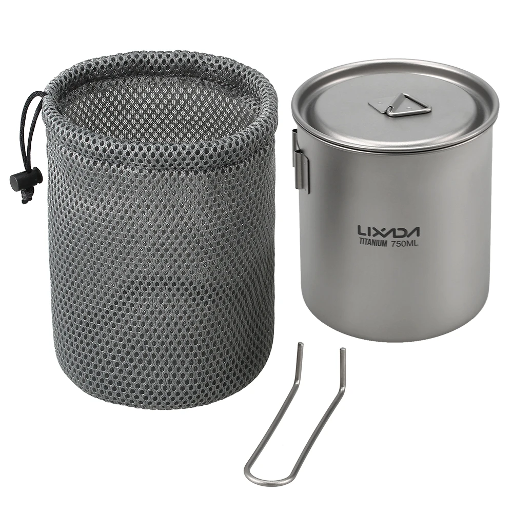 Lixada 550ml / 750ml Titanium Water Mug Camping Tableware Pot Water Cup ...