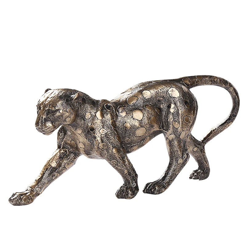 Handmade Leopard Sculpture Resin Panther Statue Decor Living Room Wild ...