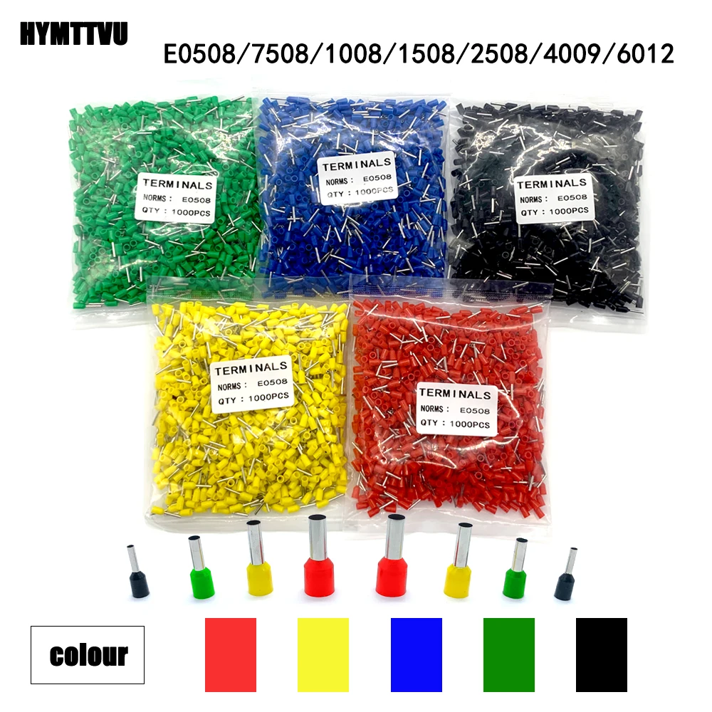 와이어 커넥터 터미널, 절연 슬리브, 전기 크림핑, E0508 E7508 E1008 E1508 E2508 E4009 배선 터미널 ...