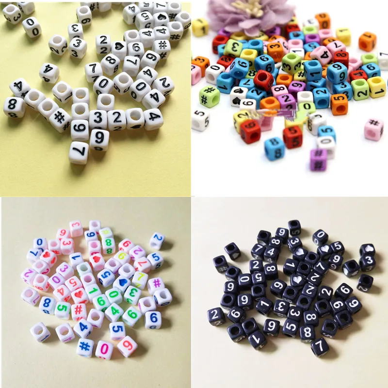 Cube Acrylic Number Beads 6*6mm 2700pcs/lot Square Plastic Alphabet ...
