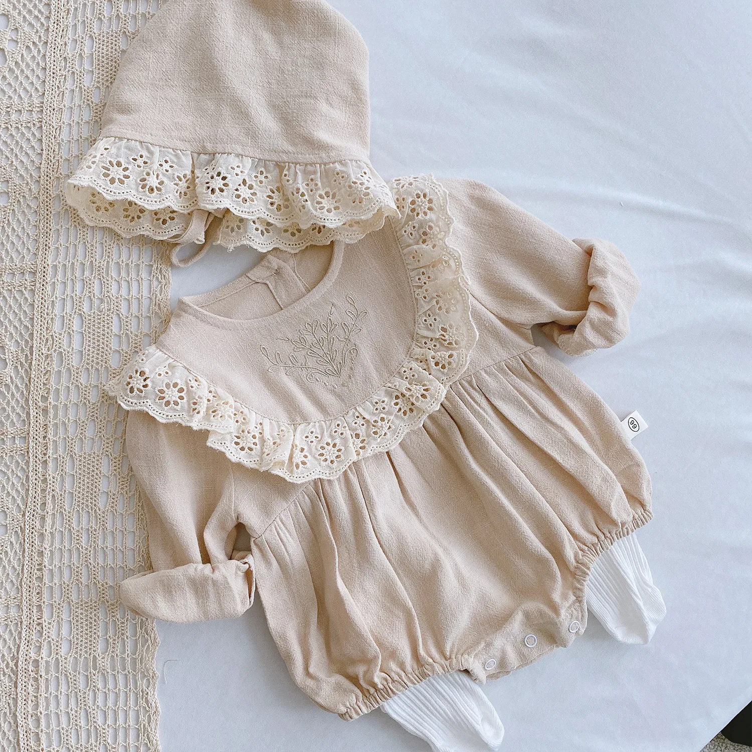 Baby Lace Romper Girl Pure Beige Romper baby girl clothes korean baby ...