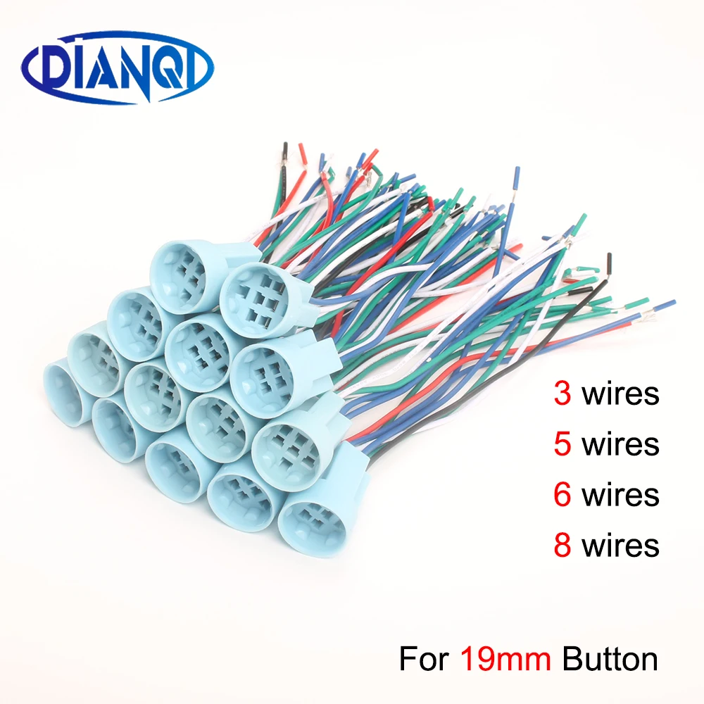 19mm metal push button socket wiring 3 wires 5 wires 6 wires 8 wires ...