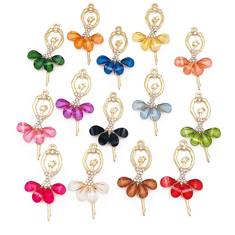 10pcs/Lot 60*30MM Ballet Girl Resin Rhinestone Alloy Buttons for Craft ...