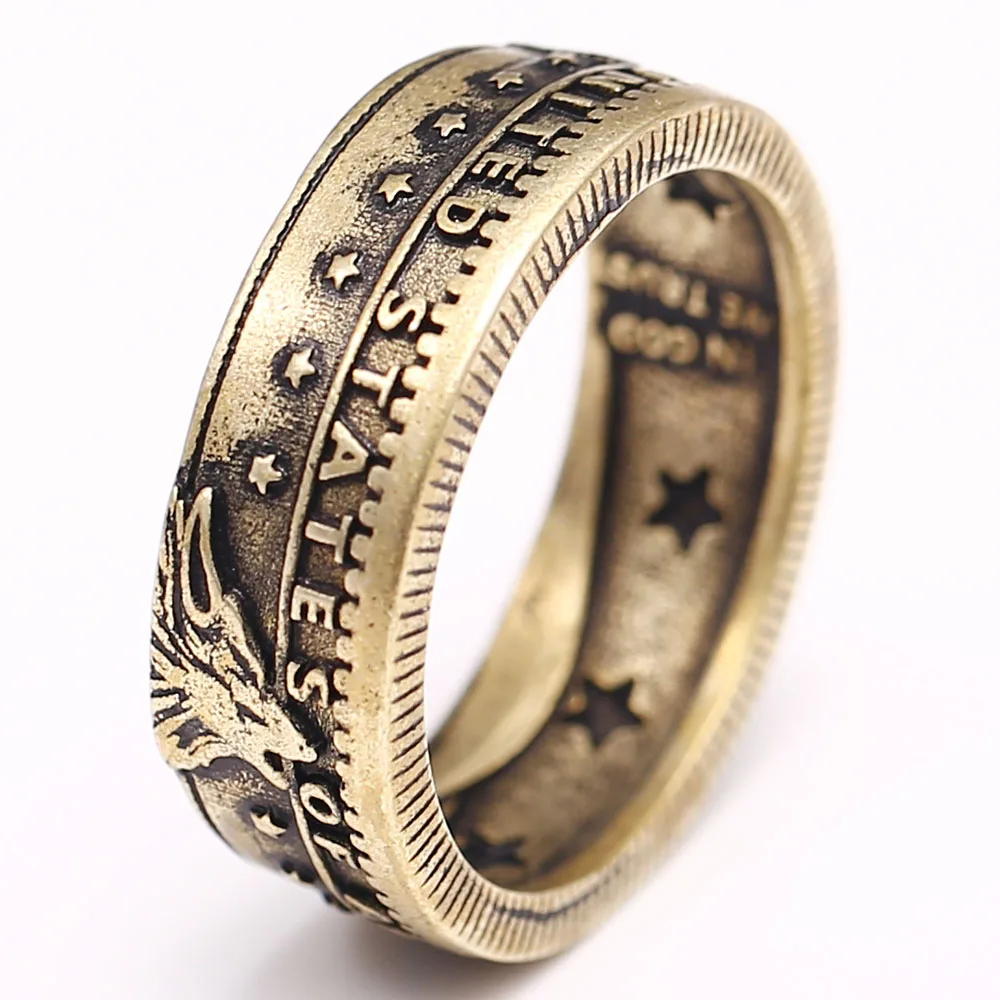 2020-Hit-Vintage-Coin-Ring-Stars-wolf-Handmade-Antique-bronze-Ring ...