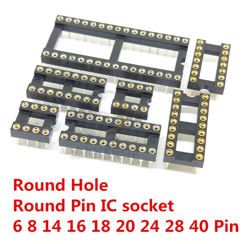 10PCS Round Hole IC Socket Connector Integrated Circuit Socket DIP8 ...
