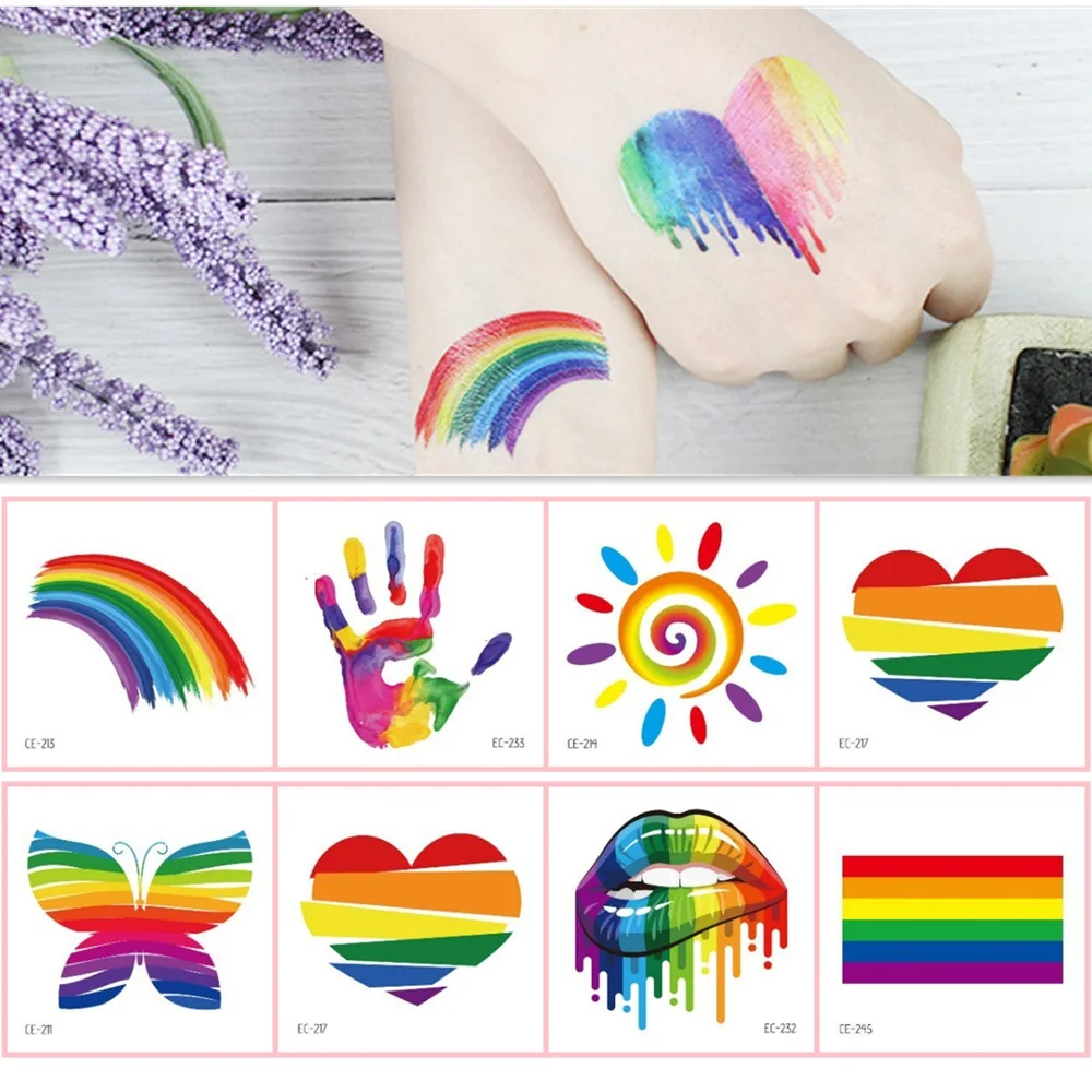 20pcs-Set-Rainbow-Temporary-Tattoo-Colorful-Pride-Day-Stickers-No ...