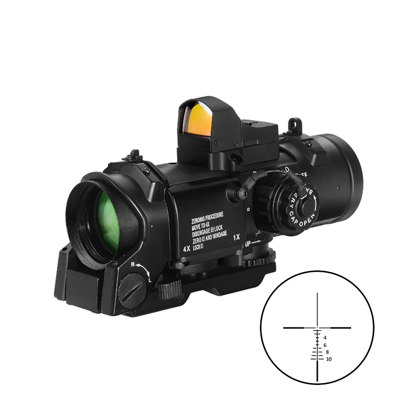 Tactical Optics Riflescope 1x-4x Fixed Dual Purpose Scope With Mini Red ...