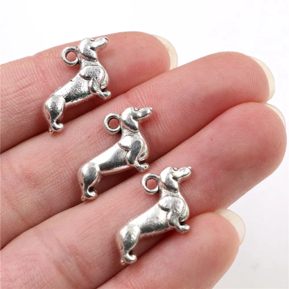 22x13mm 30pcs Antique Silver Plated Dog Handmade Charms Pendant:diy For ...