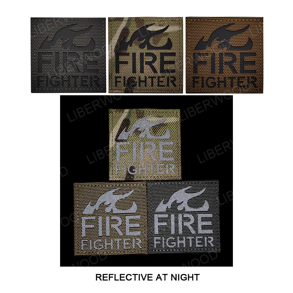 Reflective Fire Fighter Embroidered Patch Rescue Hook Glow in Dark Pat ...