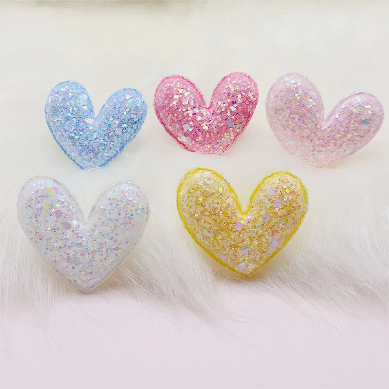 Hair Clip Accessories Patches | Padded Heart Glitter | Patch Applique ...