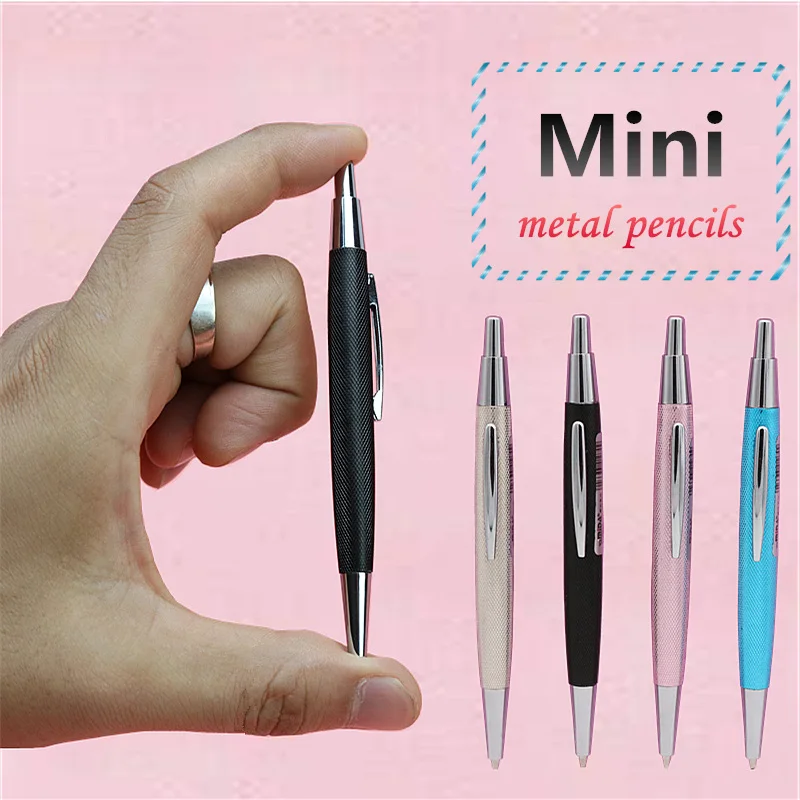 Cute Mini Metal pencil 0.7/0.5mm black yellow pink blue short student ...