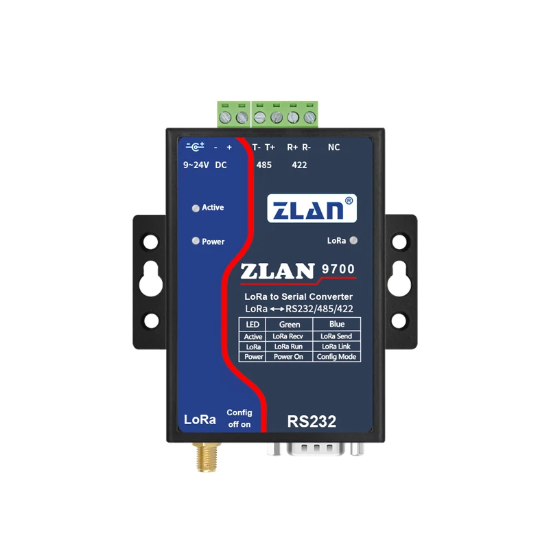DC9 ~ 24V Serial RS232 RS485 RS485 a LoRa convertidor ZLAN9700 ZLAN9743 ...