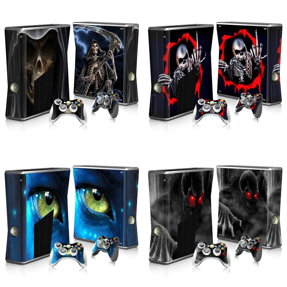 SKull skins Top skin Vinyl Skins For Microsoft Xbox 360 Slim Sticker ...