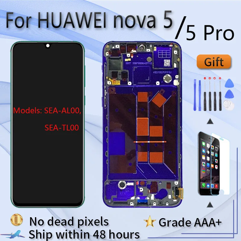 Voor Huawei Nova 5 5pro SEA AL00 TL00 Lcd scherm Vergadering Met Front Case Touch Glas, met ...