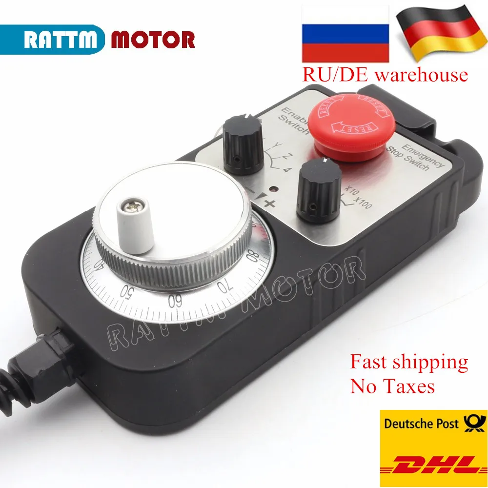 Universal Cnc 4 Axis Mpg Pendant Handwheel 100 Pulse 5v & Emergency ...