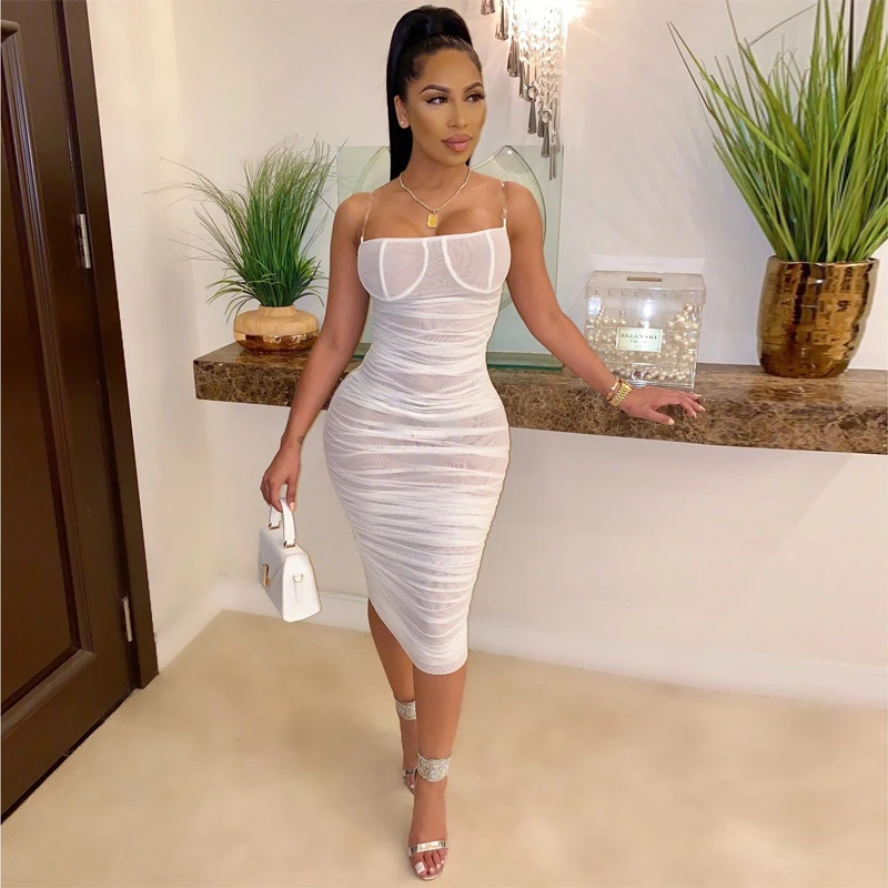 PinePear женские прозрачные сетчатые сексуальные платья без бретелек с открытой спиной ...