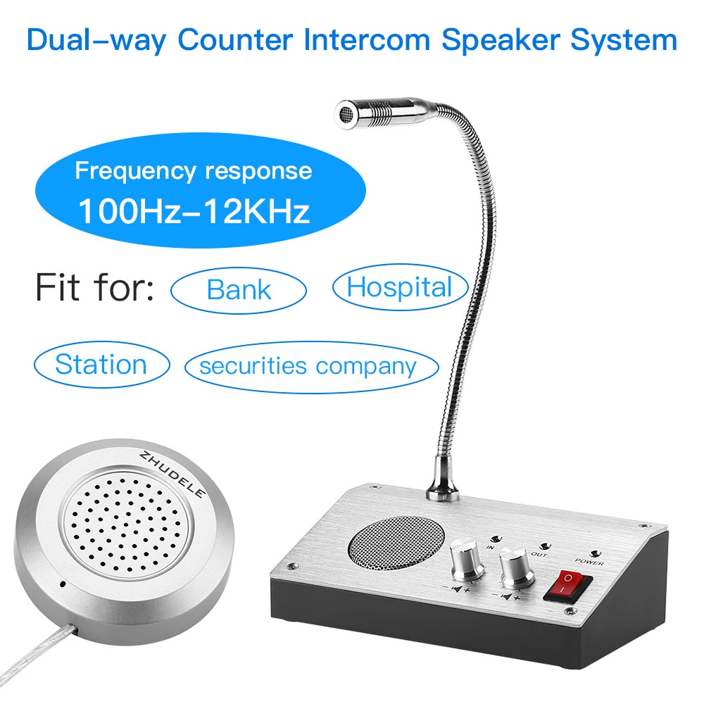 Dual-Way Talk Through Store Office Window Glass Counter Intercom ...