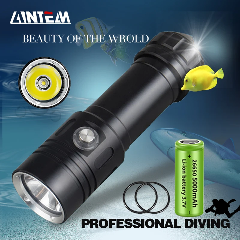 Linterna-subacu-tica-impermeable-IPX8-100M-XM-L2-LED-de-buceo-potencia ...