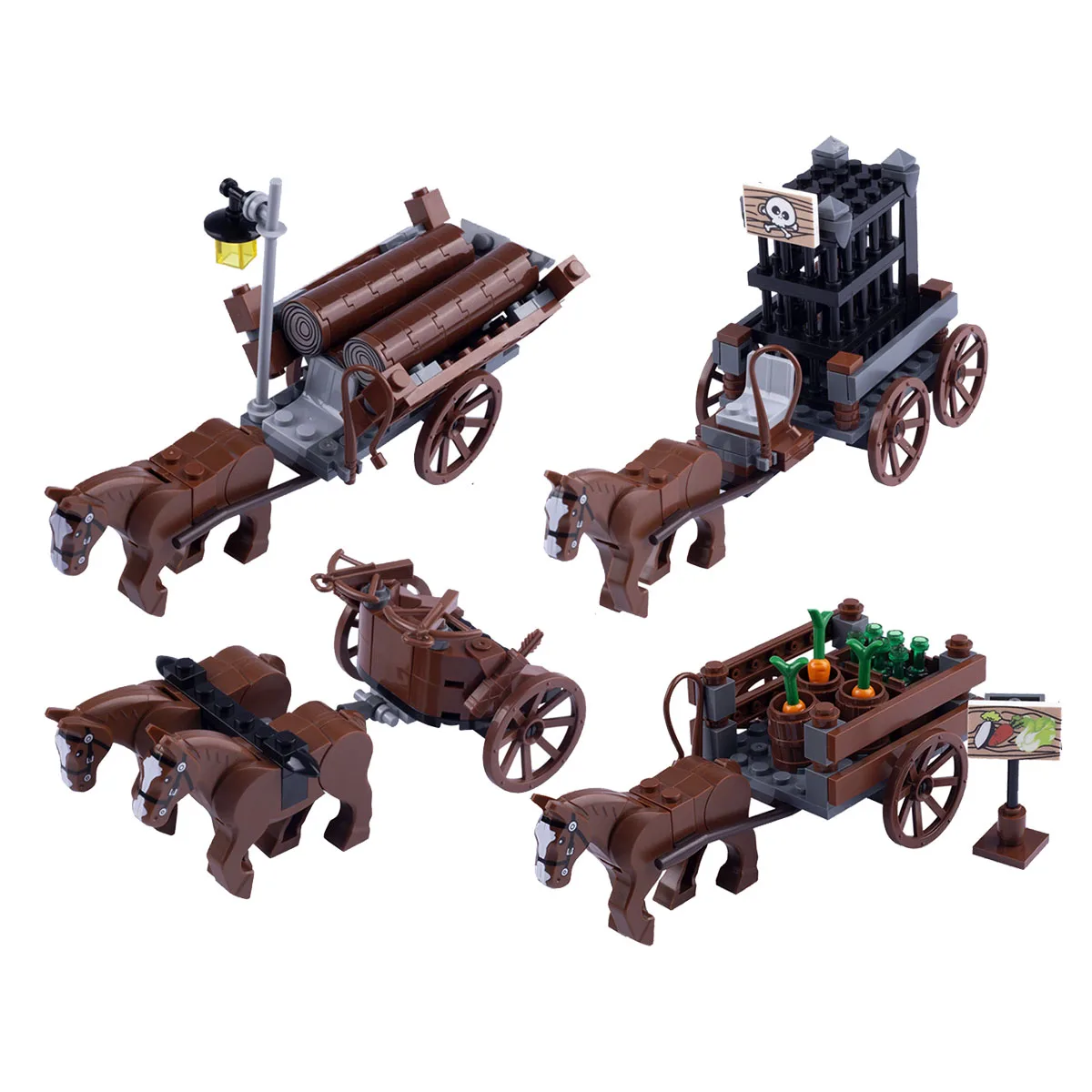 Moc Building Block Diy Accessories Medieval Knight Chariot Patrol Wagon ...