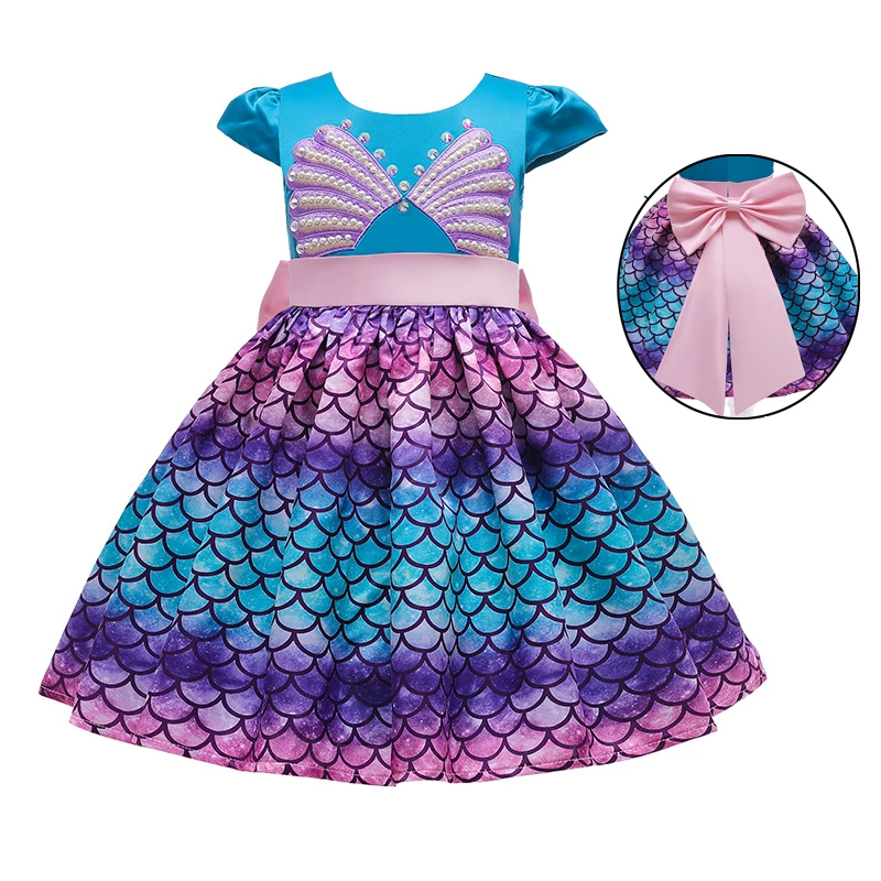 Girls Princess Arial Dress Summer Party Little Mermaid Cosplay Clothes ...