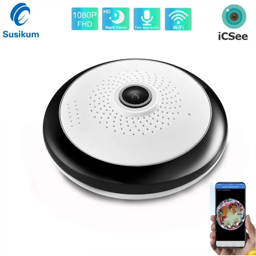 Icsee Inteligente 360 Wifi Câmera Panorâmica Fisheye Câmera Ip Sem Fio ...