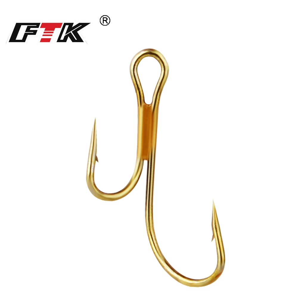 Ftk 20pcs Barbed Golden Double Fishing Hooks Ryder Pike Dead Bait ...