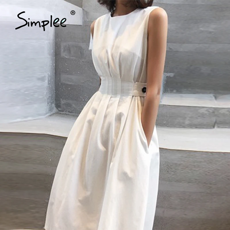 Simplee Chic defined waist drape sleeveless long dress women High ...