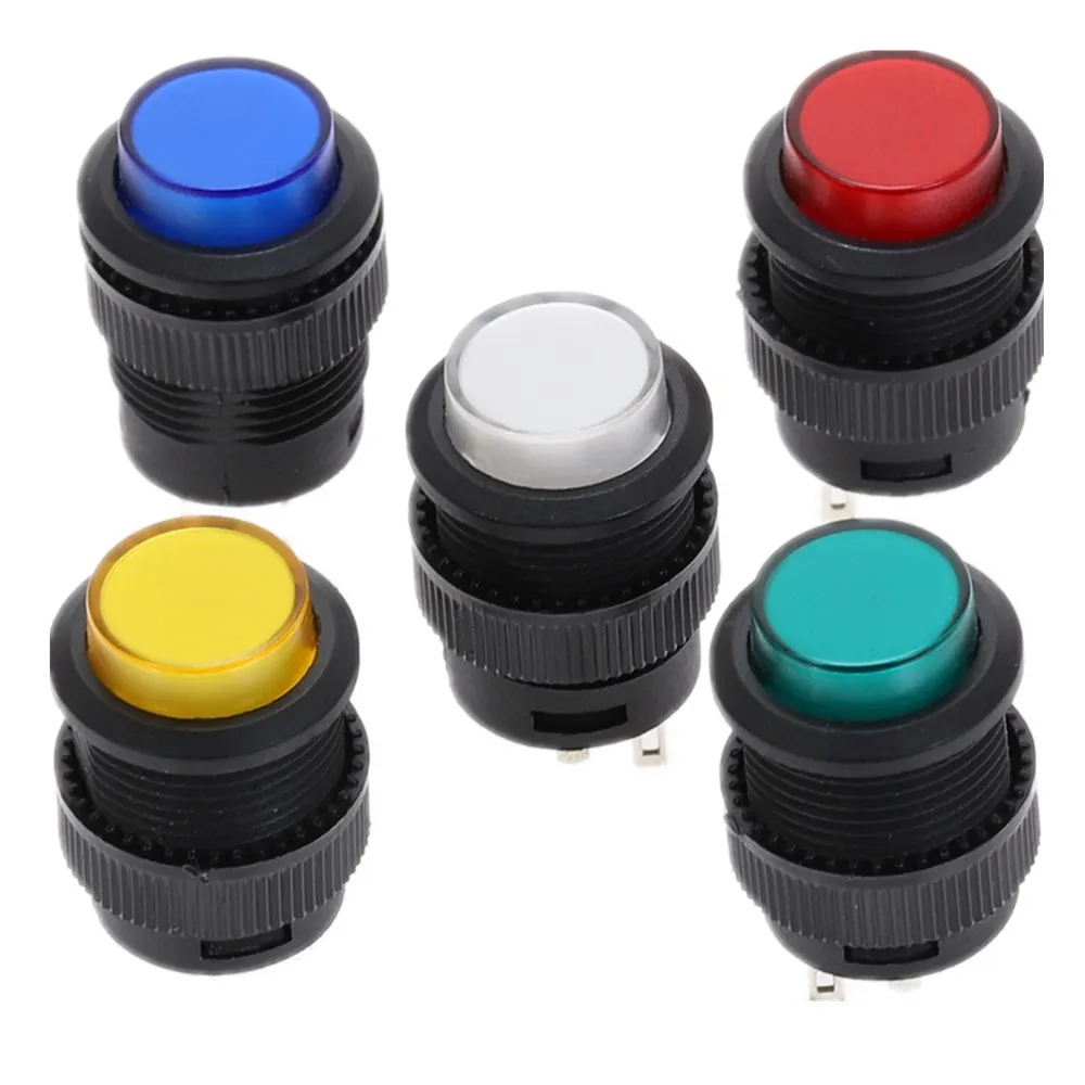 5Pcs 4pin Momentary Type 16MM White Red Blue Green Yellow LED Lamp ...