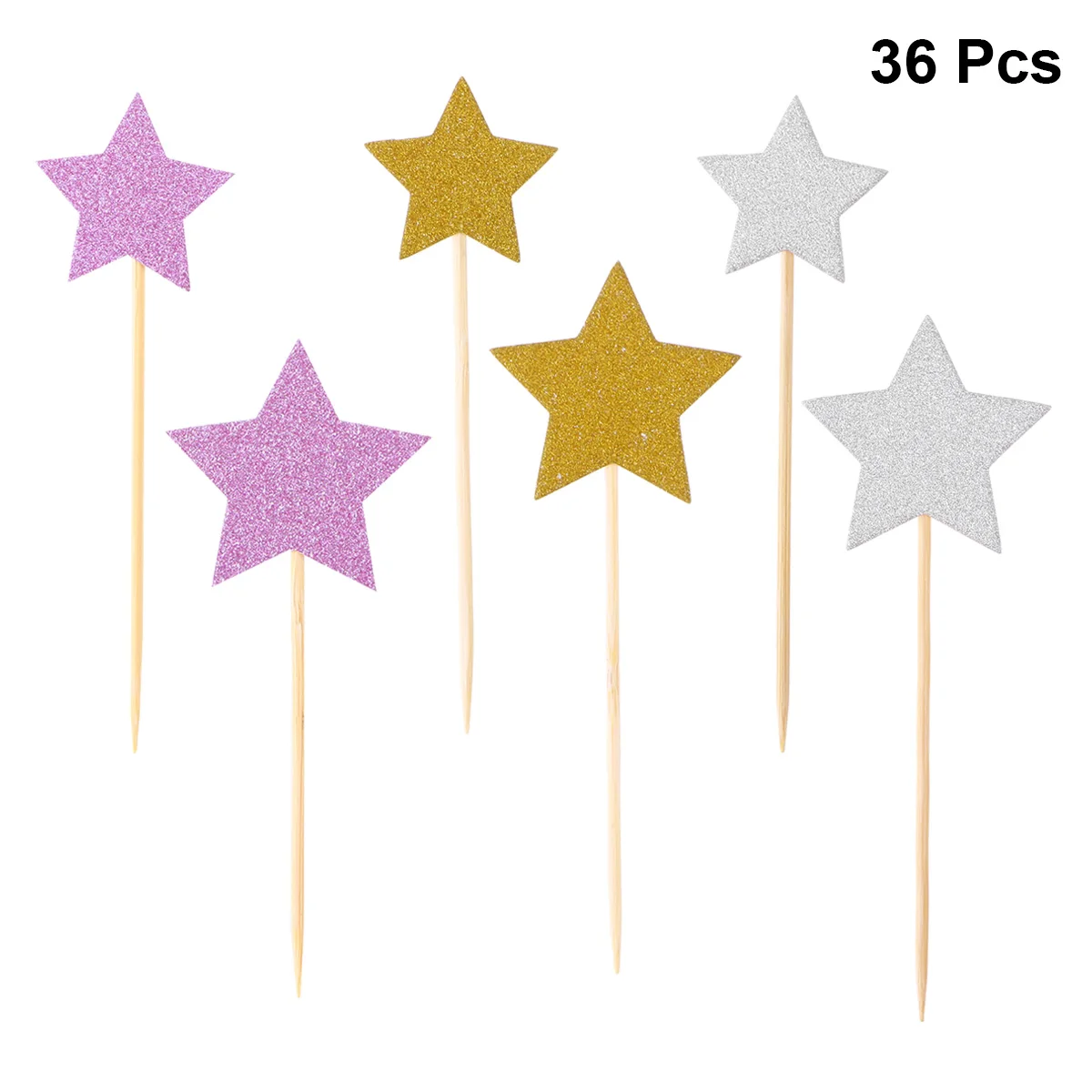 36 Uds estrella encantadora Topper de la torta de estrellas brillantes ...