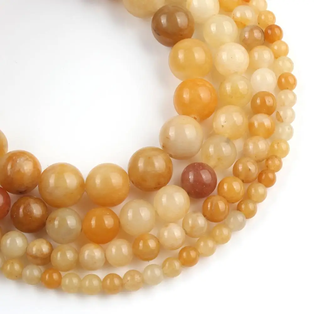 Natural Stone Yellow Agates Onyx Beads Round Loose Spacer Bead For ...