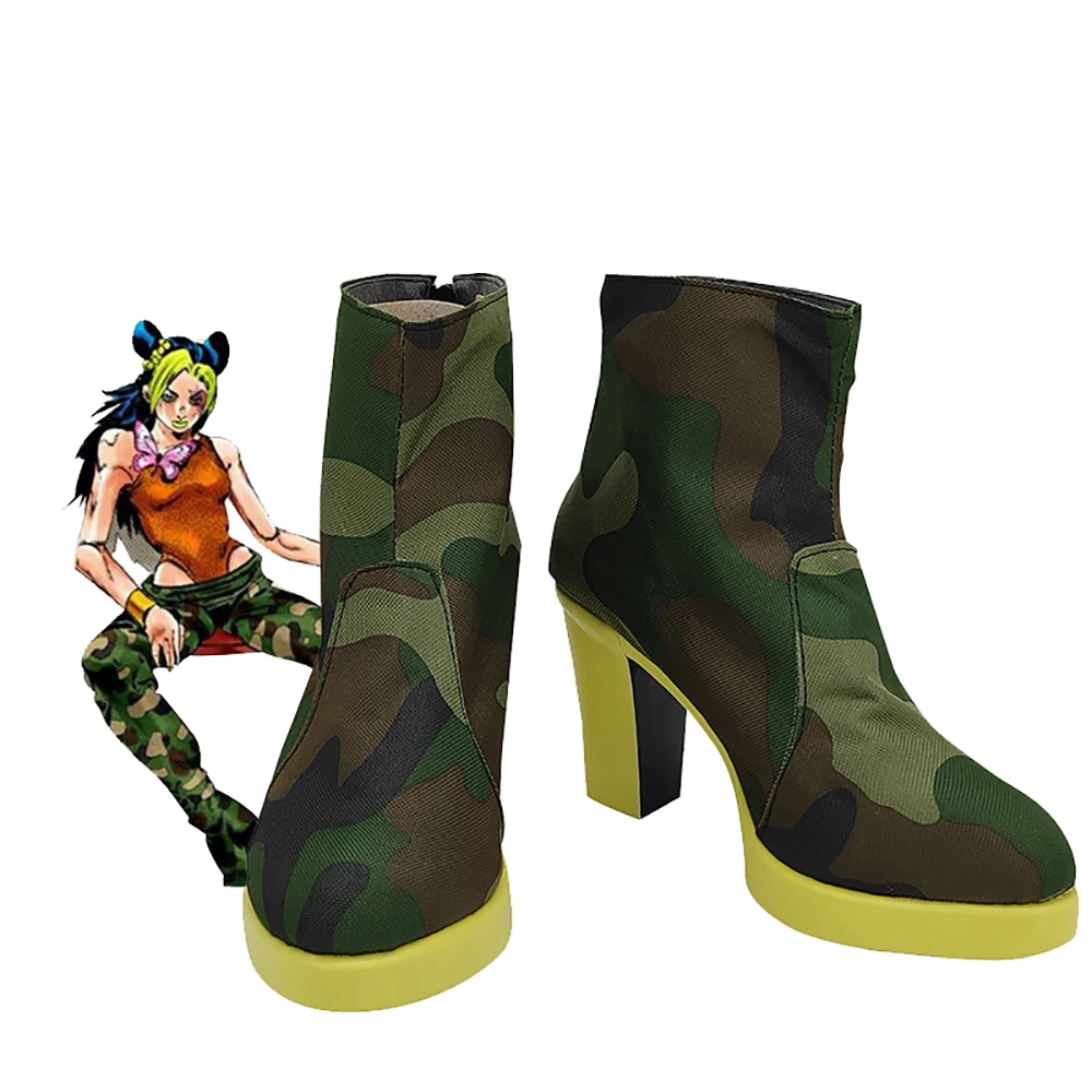 Anime JoJo's Bizarre Adventure Trish Una Cosplay Boots Green Shoes ...