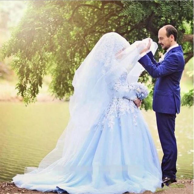 Blue Islamic Wedding Dresses
