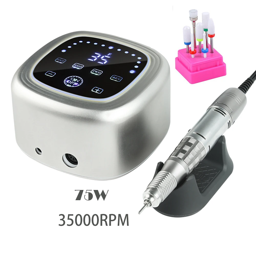 High Power 75W Nail Drill 35000 RPM Manicure Machine Milling Cutter ...