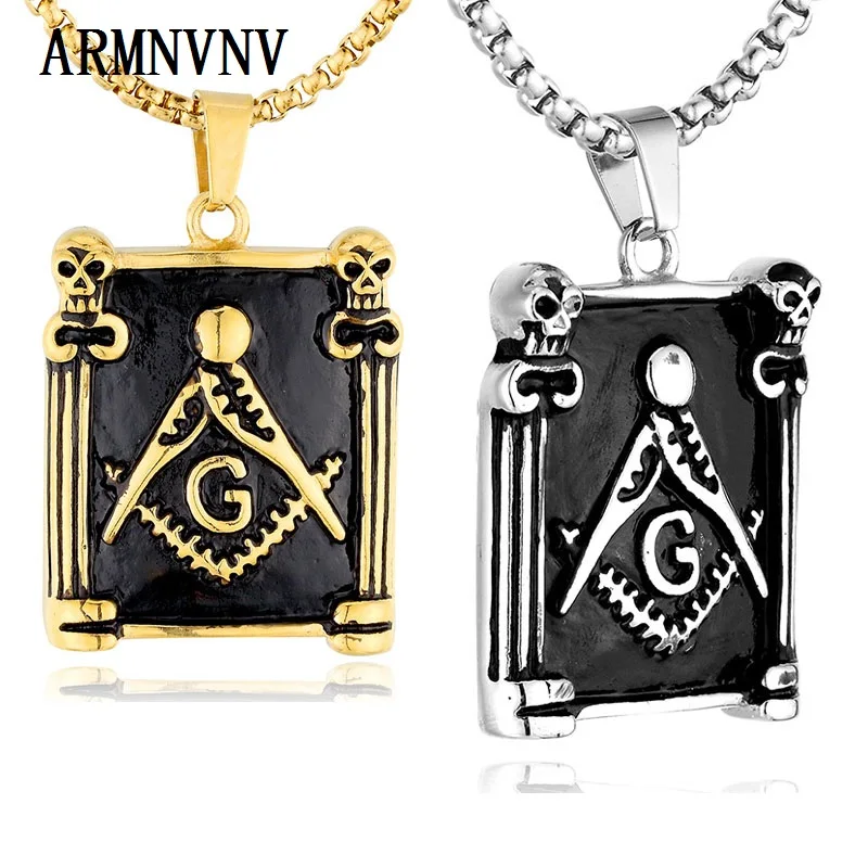 ARMNVNV Men's Hip Hop Rapper Hip Hop Retro Masonic Pendants Necklaces ...