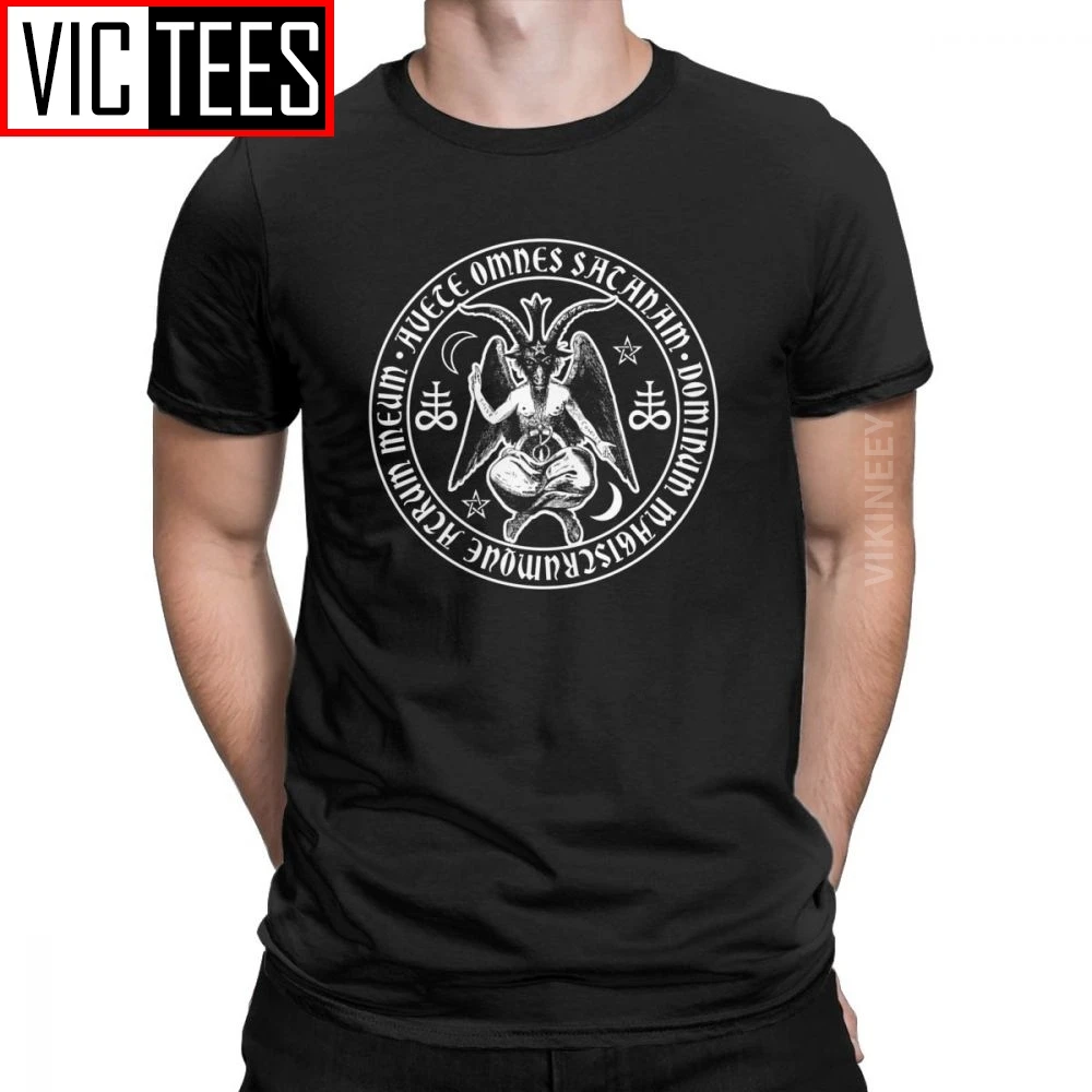 Baphomet Satanic Crosses With Hail Satan Tshirt Men's Cotton Funny T ...