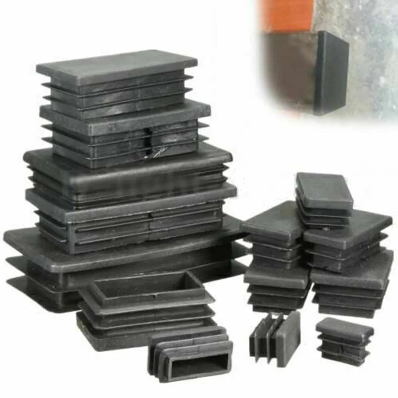 4Pcs-Black-Plastic-Blanking-End-Caps-Rectangular-Pipe-Tube-Cap-Insert ...