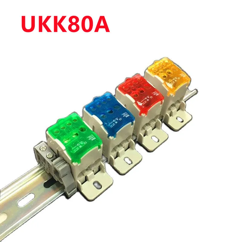 1pcs Ukk80a Red Yellow Blue Green Terminal Block 1 In Many Out Din Rail ...