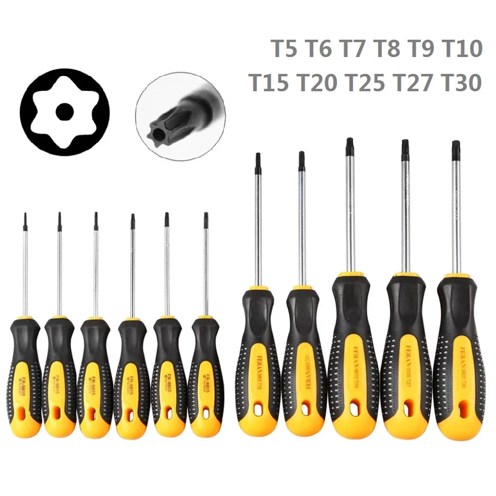 1Set Cr-V Torx Screwdriver Set With Hole Magnetic T5-T10 Screw Driver ...