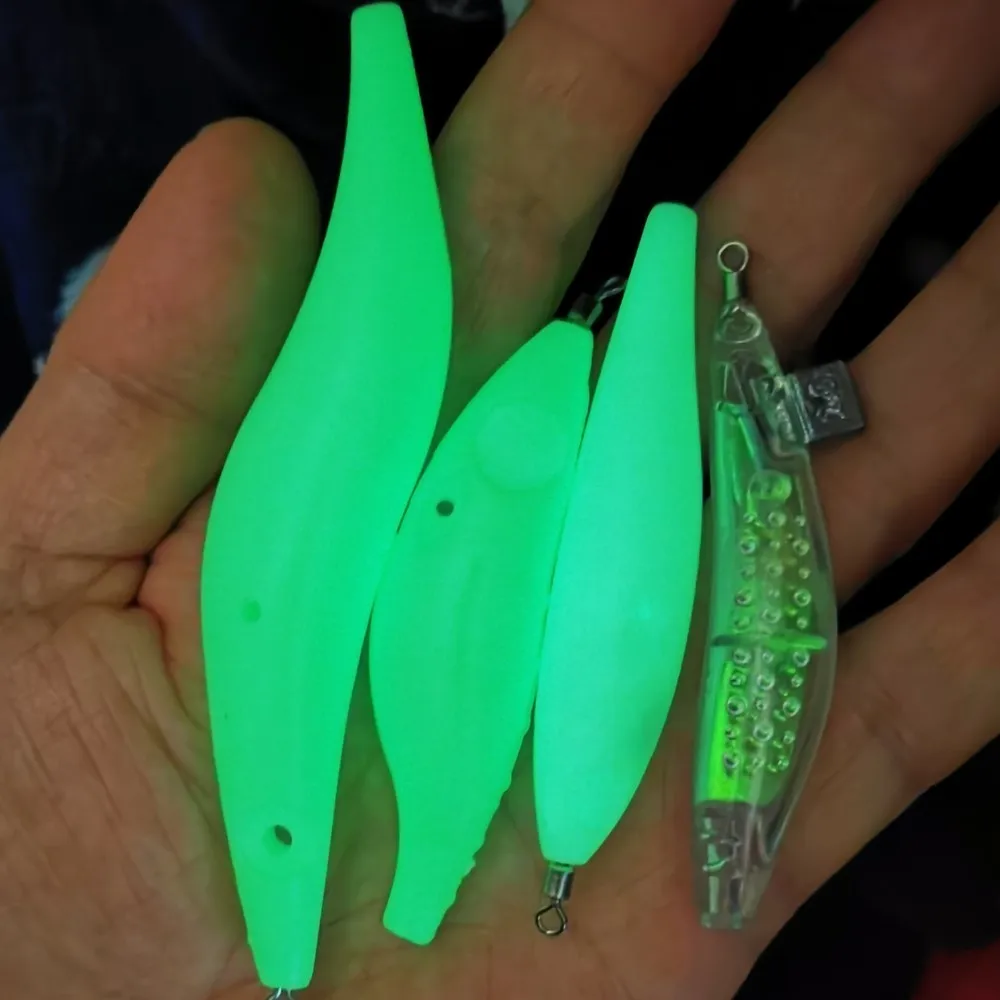 20pcs Rattle Sound Fluorescent Squid Bait Blank Shrimp Fish Making Lure ...
