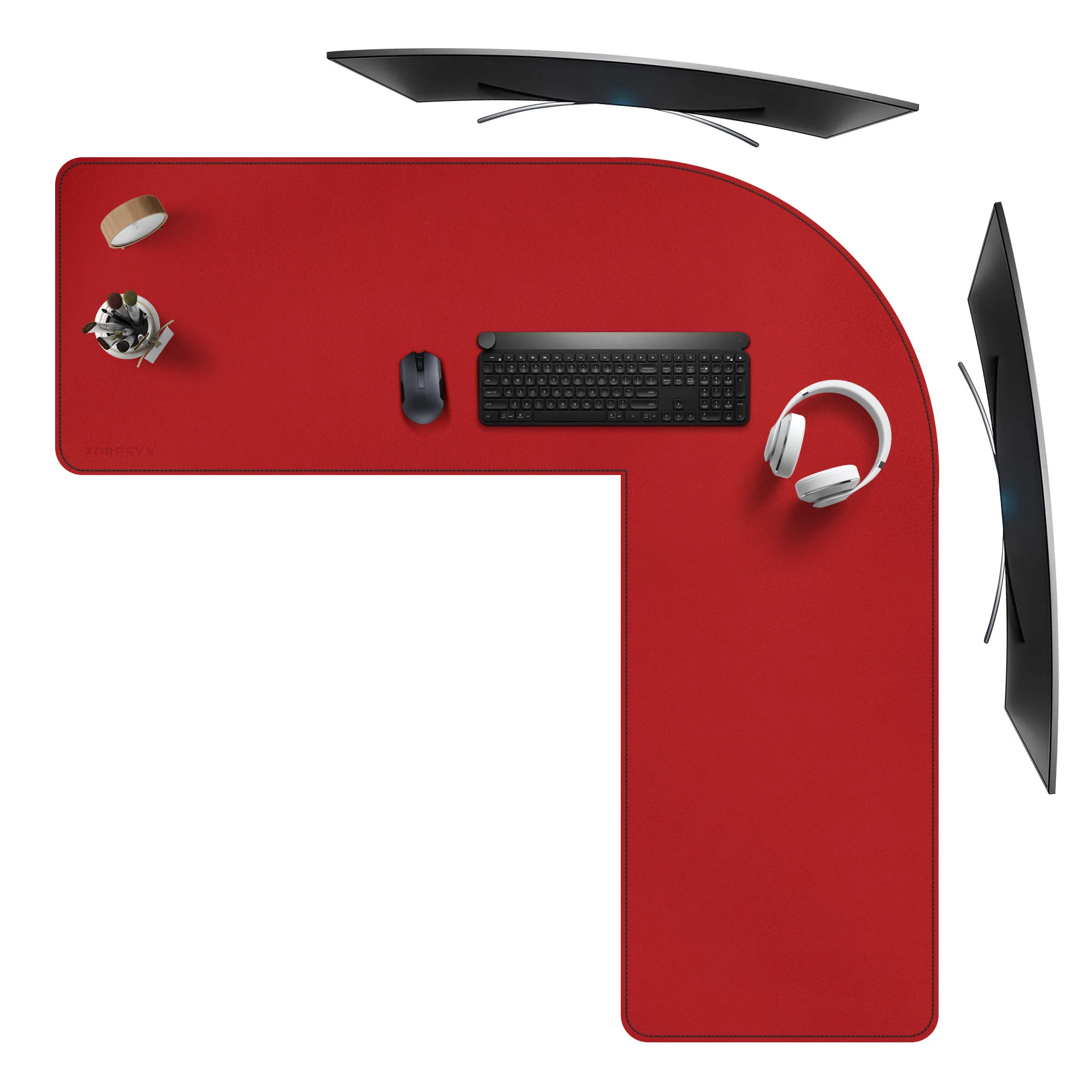 ZORESYN-L-Shaped-PU-Leather-Desk-Mat-Gaming-Corner-Mouse-Pad-120-120 ...