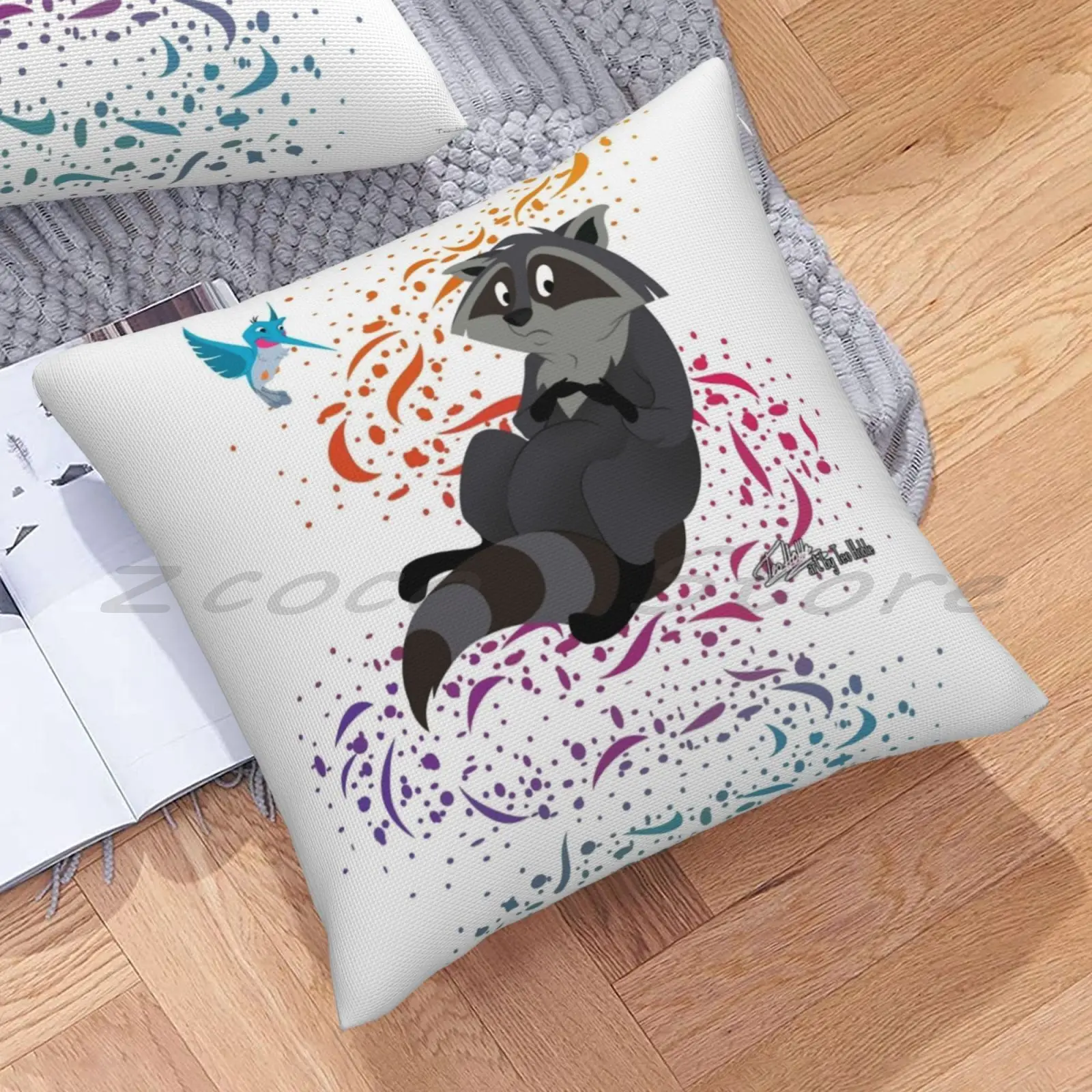 Adorable-Little-Raccoon-Pillow-Cover-Personalized-Diy-Throw-Pillow-Flax ...