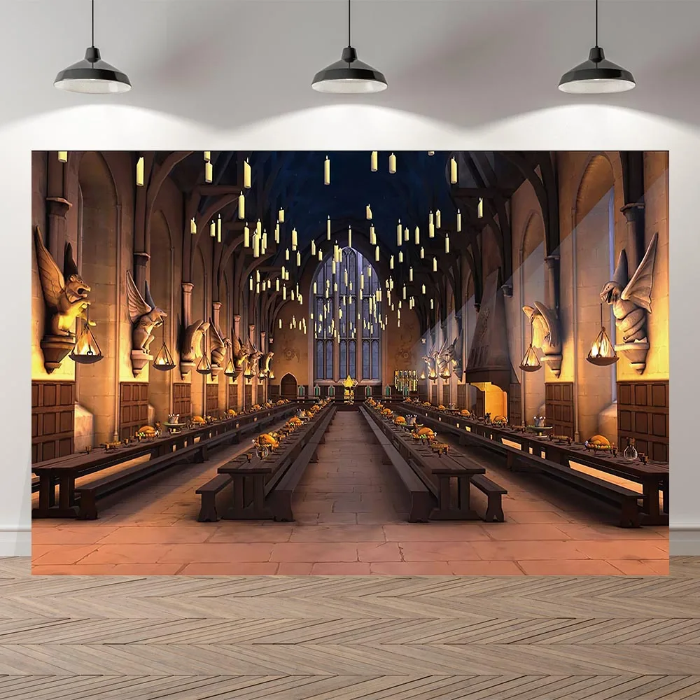 SeekPro Halloween Magic School Castle Dinning Hall Photo Backdrop ...