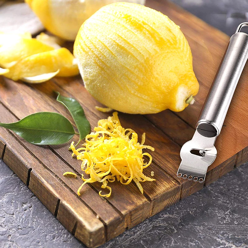 Stainless-Steel-Lemon-Zester-Grater-With-Channel-Knife-And-Hanging-Loop ...