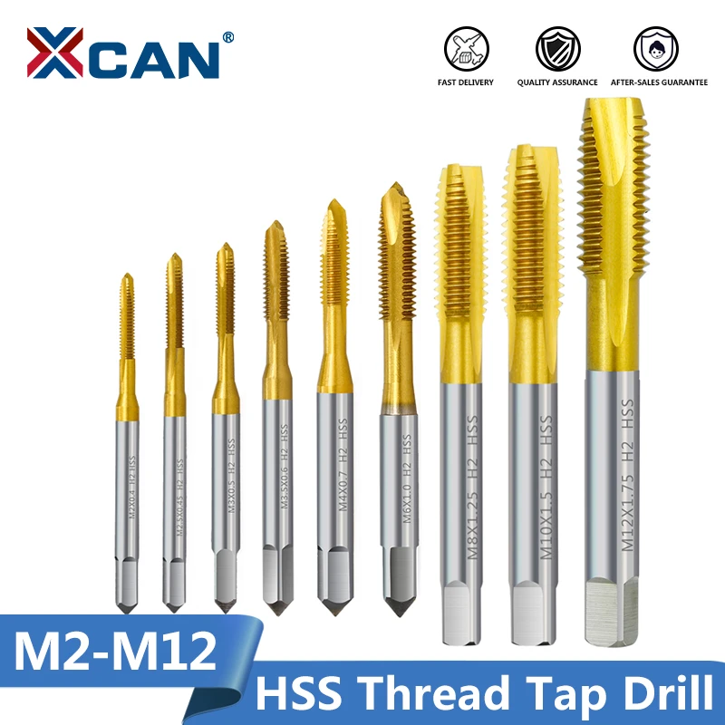 Xcan 1pc M2/m2.5/m3/m3.5/m4/m5/m6 Titanium Coated Machine Tap Hss ...