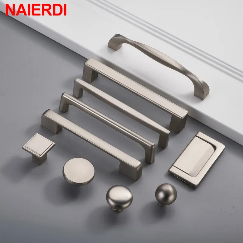 NAIERDI Zinc Alloy Pearl Silver Cabinet Knobs Kitchen Door Handles ...
