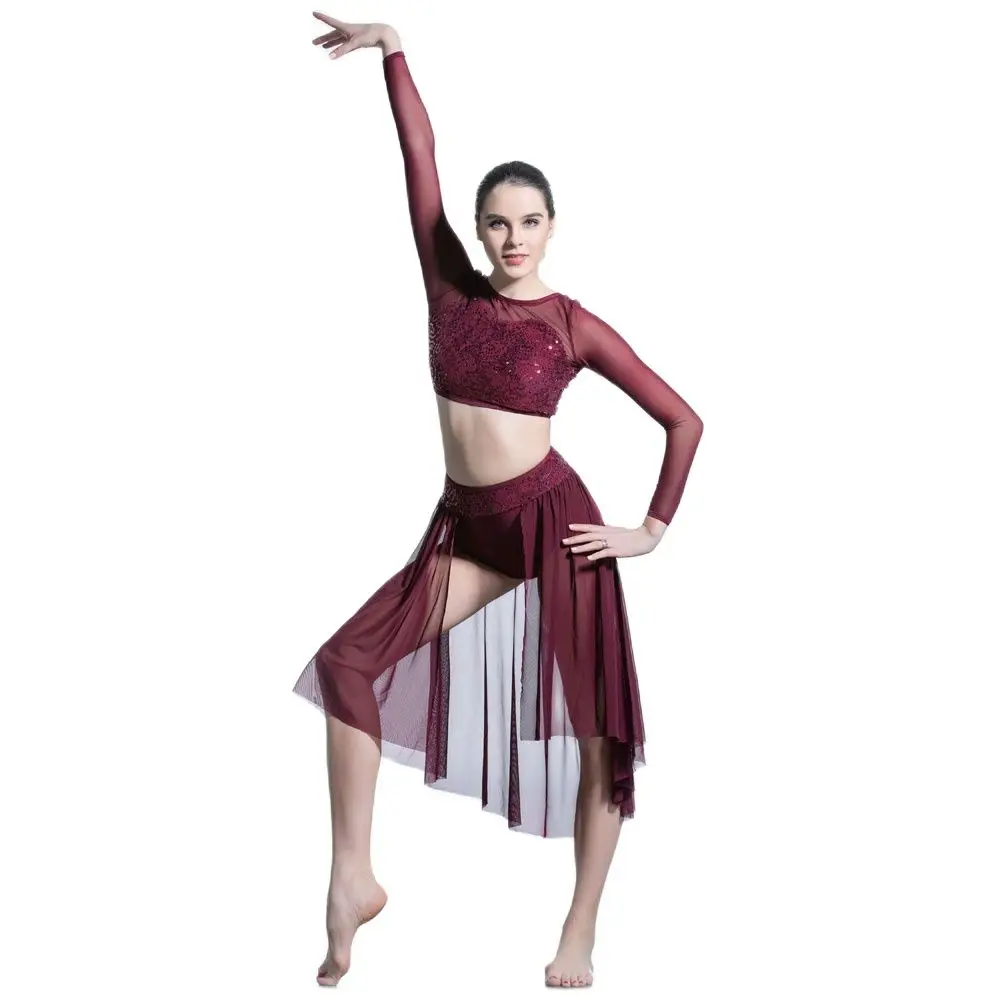 2 in 1 Mesh Long Sleeve Dance Top and Long Mesh Skirt Ballet & Lyrical ...