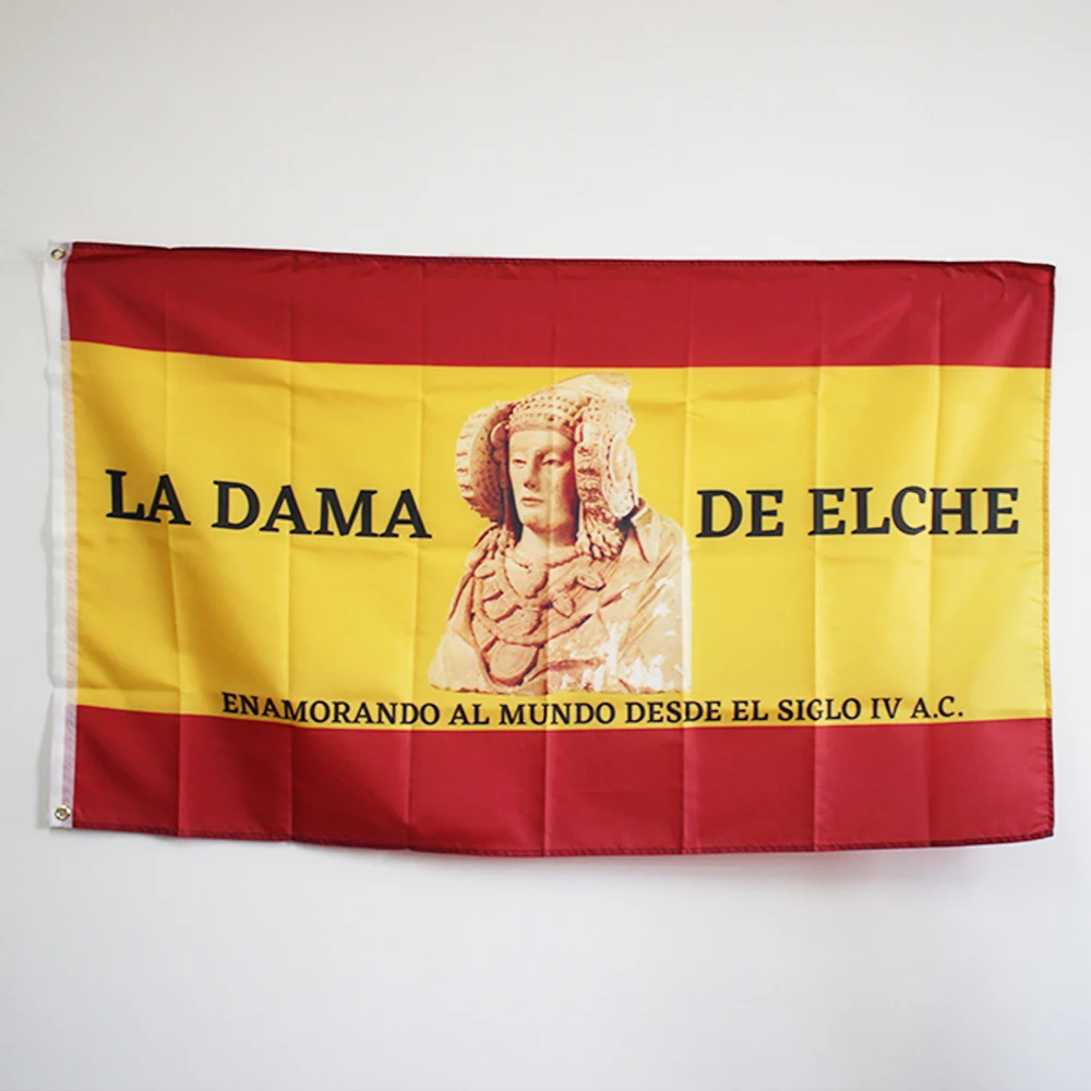 Spain Flag With The Lady Of Elche Alicante Valencia Banner 100D ...