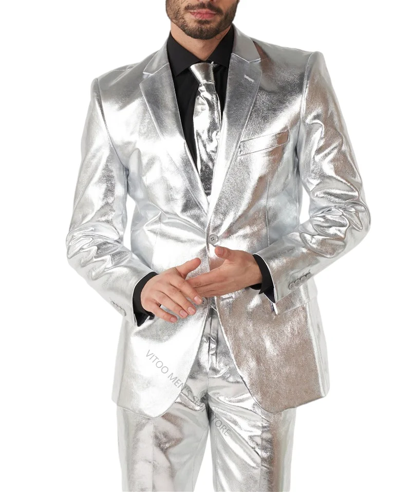 Shiny Silber Einzigartige Design/Slim Fit Männer Anzug Für Sänger Prom ...