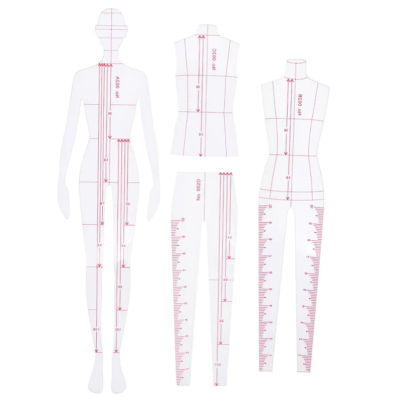4PCS-set-Women-Garment-Human-Dynamic-Prototype-Ruler-Template-For ...